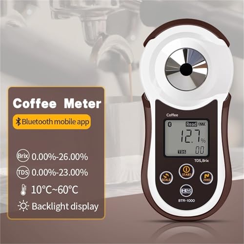 KYKYK Refractometer, Bluetooth Digital Coffee TDS Meter Coffee Concentration Test Automatic Refractometer Syrups 0-26% Brix 0-23% for Fruit, Homebrewing, Juice, Vegetables