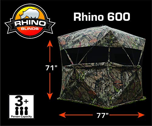 Rhino Blinds R600-MOC 3 Person Hunting Ground Blind, Mossy Oak Breakup Country, 60x60 inch
