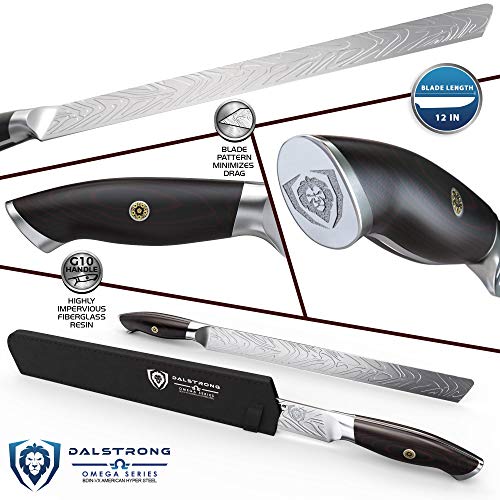 Dalstrong Slicing Knife - 12 inch Slicer - Omega Series - BD1N-V Hyper Steel Kitchen Knife - G10 Handle - Razor Sharp Knife - Carving Knife, Brisket, BBQ - Leather Sheath Included