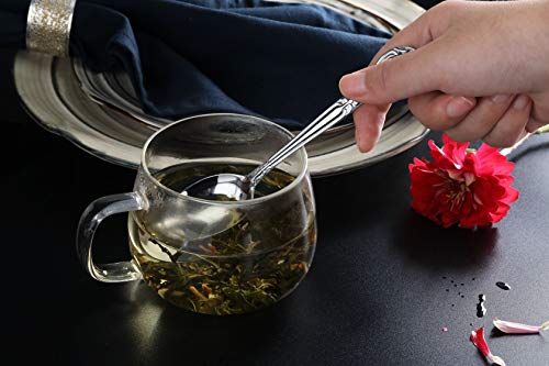New Star Foodservice 58727 Rose Pattern, 18/0 Stainless Steel, Teaspoon, 6.2-Inch, Set of 12