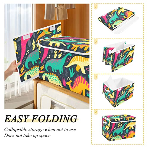 innewgogo Dinosaur Storage Bins with Lids for Organizing Organizer Containers with Handles Oxford Cloth Storage Cube Box for Home