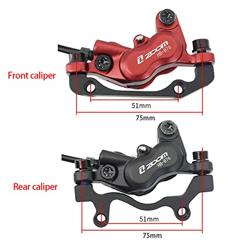 DEYING Zoom 4-Piston MTB Hydraulic Disc Brake Set/w 160mm Floating Disc Rotors Outer Routing (Black1)