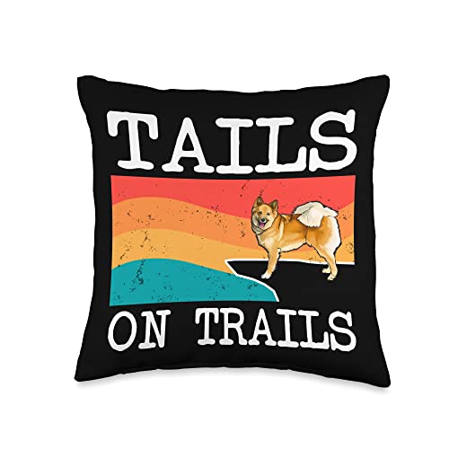 Icelandic Sheepdog Owners Co. Tails On Trails Icelandic Sheepdog Dog Funny Hiking Throw Pillow, 16x16, Multicolor