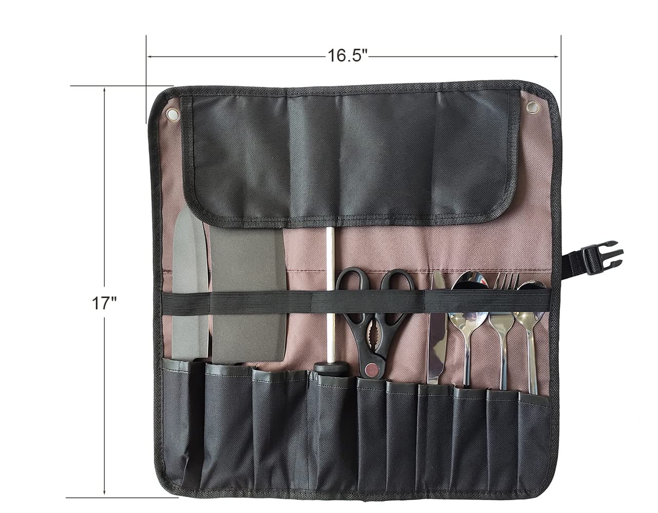 CONVENIENT ACCESSIBILITY CHEF KNIFE CARRYING CASE :10 knife sleeves hold 10 kitchen knives and accessories,such as paring, carving, ceramic, scissors, and other chef utensils or tools.