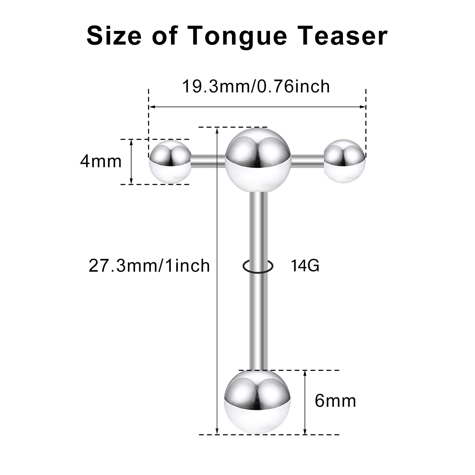 CrazyPiercing Tongue Teaser 316L Surgical Steel Double Barbell with Slave Ring