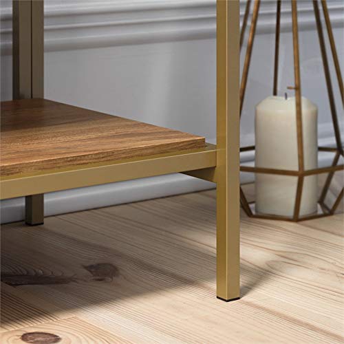 Sauder International Lux Sindoori Mango 5-Shelf Metal Frame Bookcase, Sindoori Mango Finish