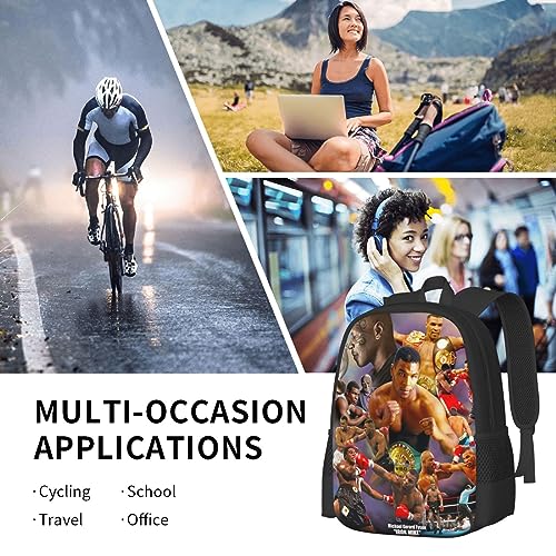 NEWCREATEES Laptop Backpacks Mike Boxer Tyson Unisex Backpack Multipurpose Double Shoulder Bag for Travle Camping Hiking Work Gifts