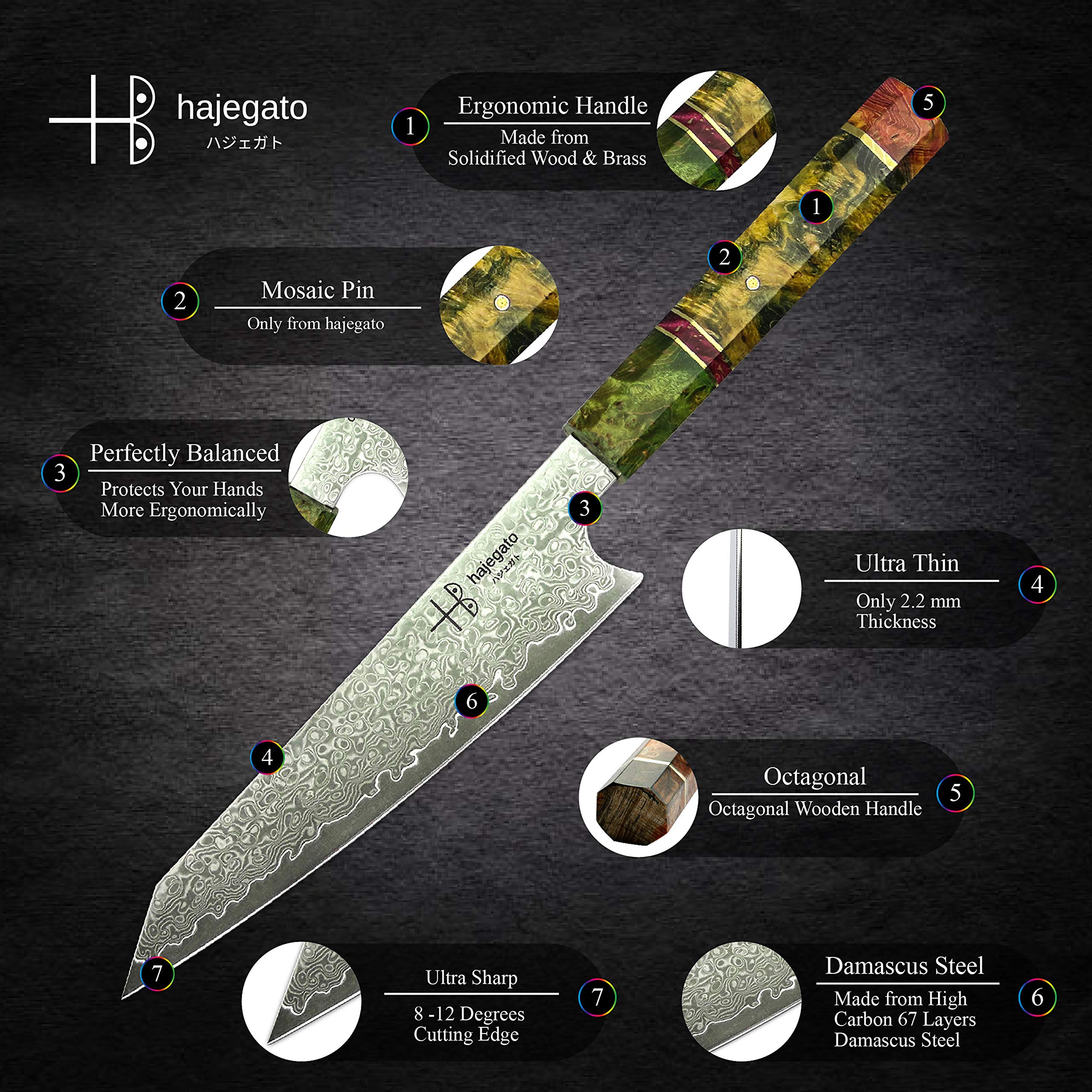 Damascus Chef Knife Petty Hajegato Unique One Of Kind Handle Professional 6 Inch Japanese Chefs Kitchen Knife Vg10 67 Layers Damascus Steel Knive with Sheath