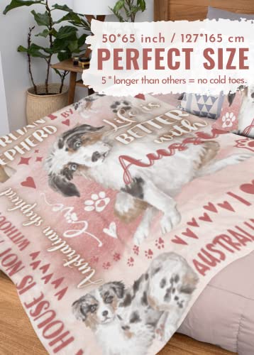InnoBeta Australian Shepherd Gifts for Women, Best Aussie Blanket for Aussie Mom, Australian Shepherd Throw Blanket, 50 x 65 inch, Skin Friendly