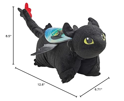 Pillow Pets NBC Universal How to Train Your Dragon Toothless Sleeptime Lite 11" Stuffed Animal Plush Toy , Rainbow , Black