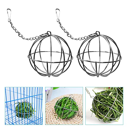 LUOZZY 2Pcs Hanging Bunny Hay Feeding Balls Rabbit Hay Feeder Balls Pet Cage Hay Feeder for Rabbits Bunnys