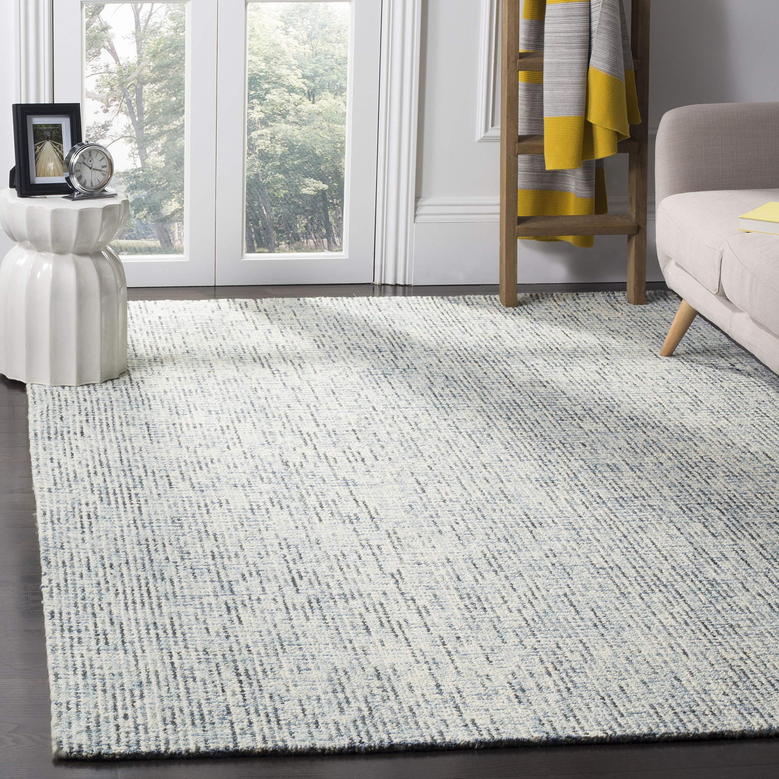 SAFAVIEH Abstract Collection 6' Square Blue / Charcoal ABT468B Handmade Premium Wool Area Rug