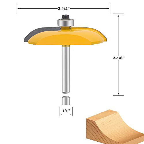 LEATBUY Router Bit Set 3 PCS 1/4 Inch Shank Round Over Raised Panel Cabinet Door Ogee Rail and Stile Router Bits, Woodworking Wood Cutter Milling Tool(1/4-Single)