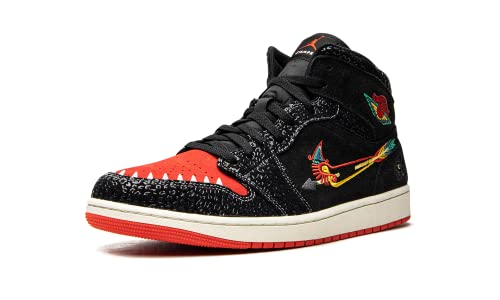 Nike mens Jordan 1 Mid Basketball Limited Siempre Familia DN4904-001, Black/Chile Red-sail, 9.5