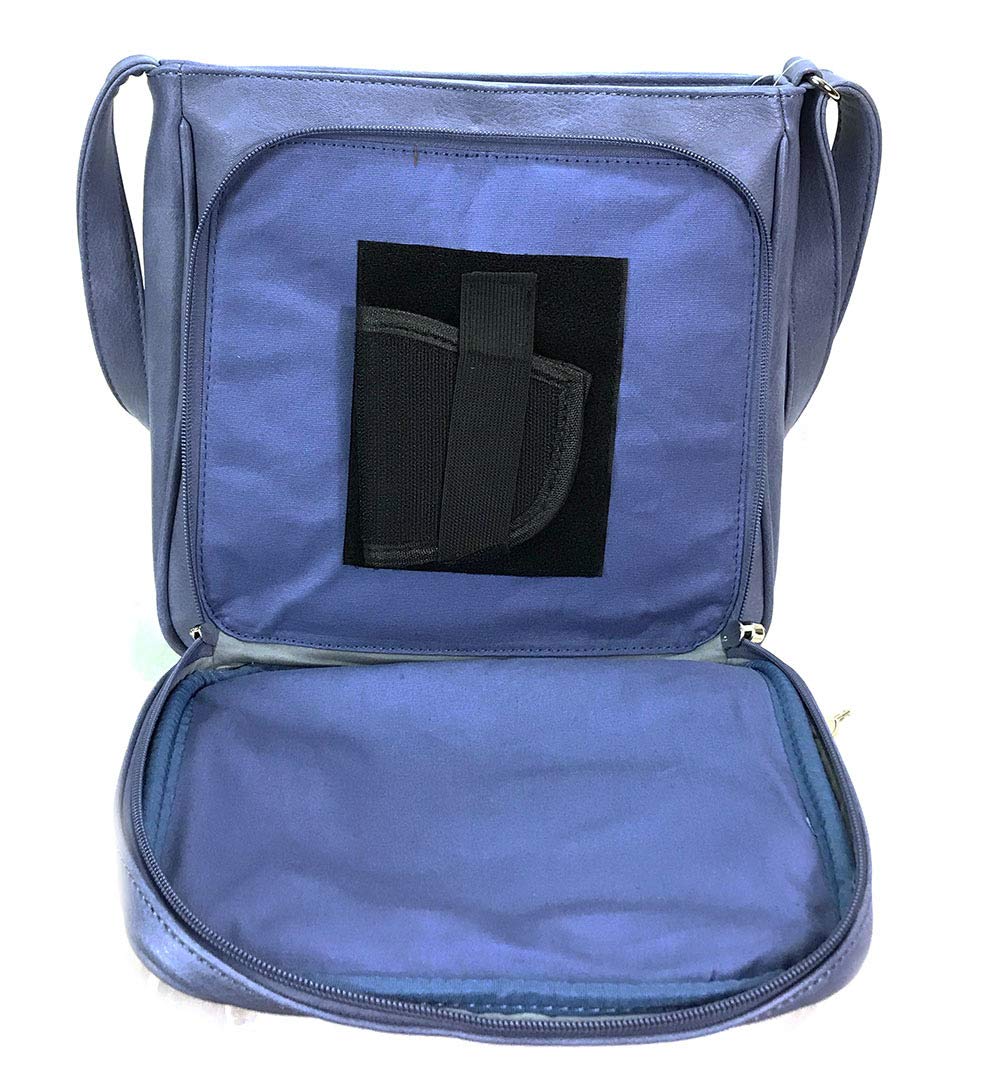 Zzfab Triple Zipper Locking Concealed Carry Crossbody Bag - CCW Concealed Carry Purse Blue