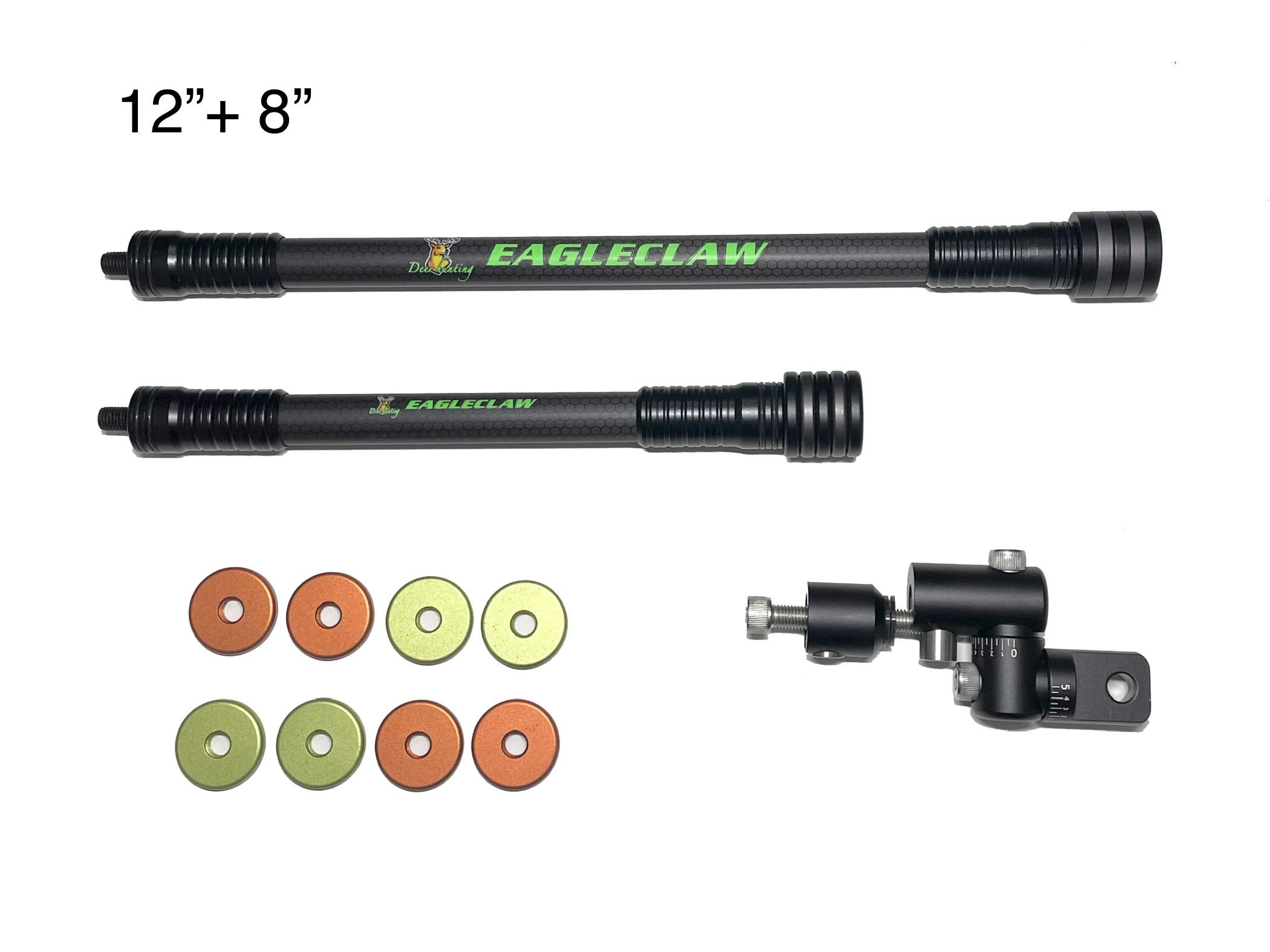 DH Eagleclaw Bow Stabilizer for Hunting and 3D Range Shooting, High Modulus Carbon, Light Weighted (w/Quick Disconnect Mounting kit 12+10in)