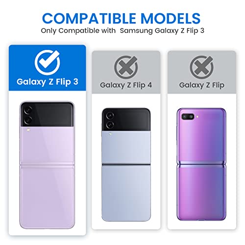 VEGO for Galaxy Z Flip 3 5G Case with Stand, Slide Camera Cover Hinge Protection 360°Rotate Ring Magnetic Kickstand Military Grade Heavy Duty Protection Armor Case for Samsung Z Flip 3 -Dark Blue