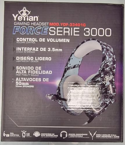 YEYIAN Force Stereo Gaming Headset Mic, Noise Cancelling Over Ear Microphone Headphones, Bass Surround, Soft Earmuffs, Compatible with PS4 Xbox One PS5 Nintendo Controller PC Laptop Games, Winter Camo