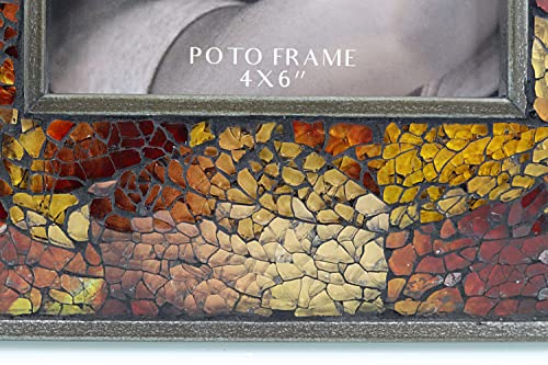 LushAccents Photo Picture Frame - 4" x 6", Mosaic Glass Premium Frame for Wall and TableTop Display