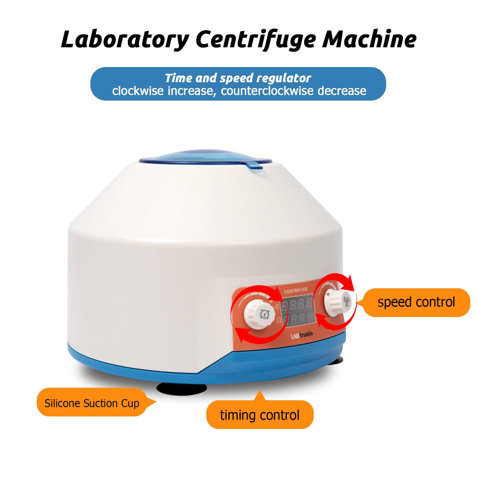 LABTRUEIN Centrifuge Machine, Lab LED Display Digital Betchtop PRP Centrifuges with Timer & Speed Control - Low Speed,4000 RPM, Centrifuge Tubes Capacity 5ML/10ML/15 ML x 6