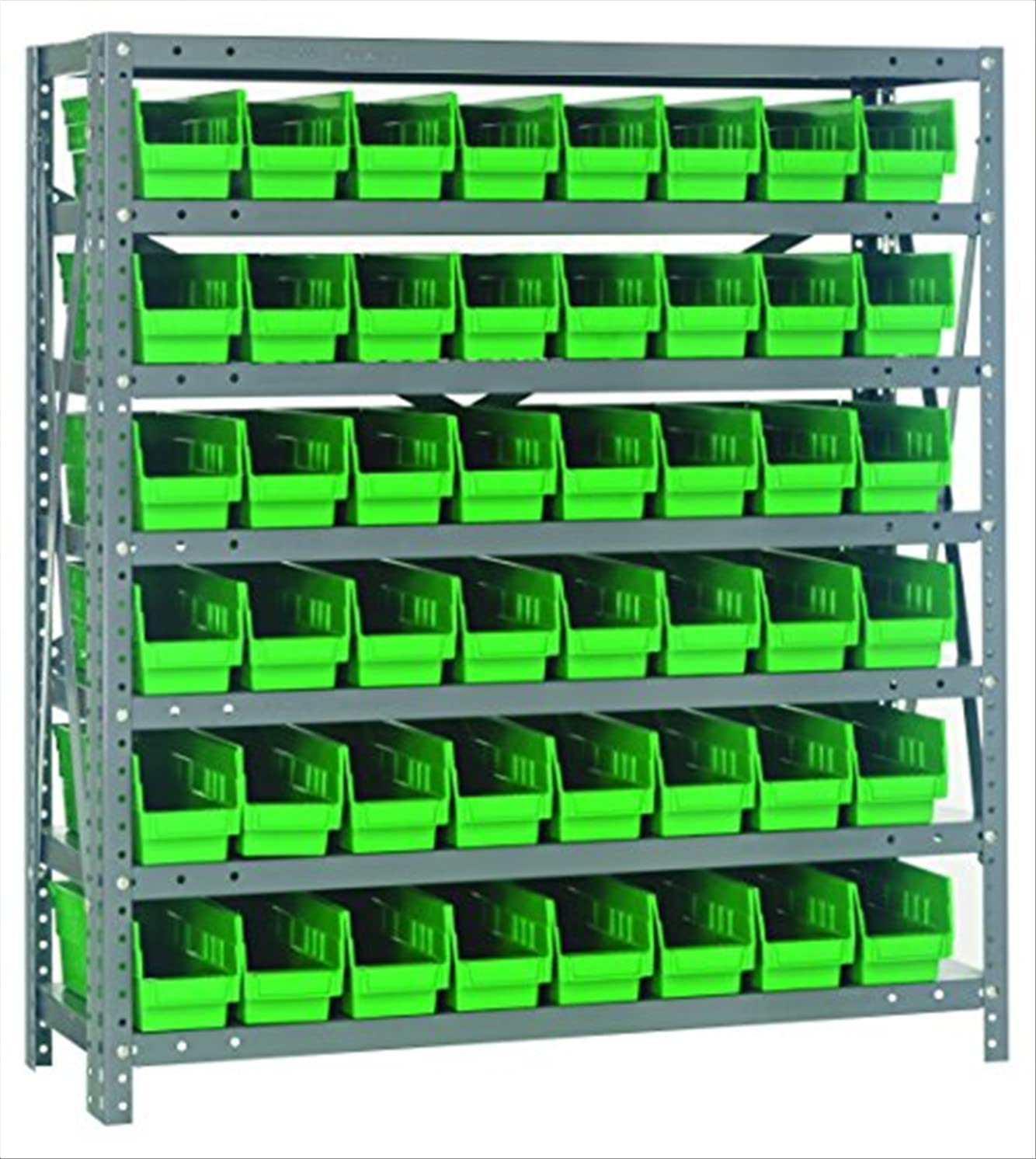 Quantum Storage Systems 1239-101GN Heavy Duty Galvanized Bins Shelves, 7 Shelves 48 Bins 39" H x 36" W x 12" D