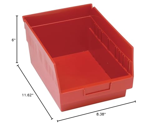 QUANTUM STORAGE SYSTEMS High Density QSB207RDCS Solid Part Organizer Red Bins 12" L x 9" W x 6" H 20 Pack