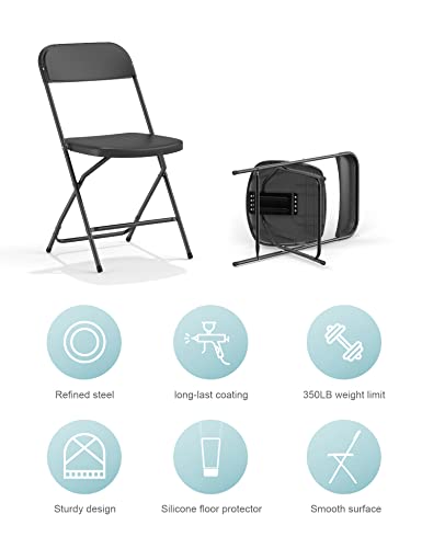 Nazhura Foldable Folding Chairs Plastic Outdoor/Indoor 650LB Weight Limit (Black, 6 Pack)
