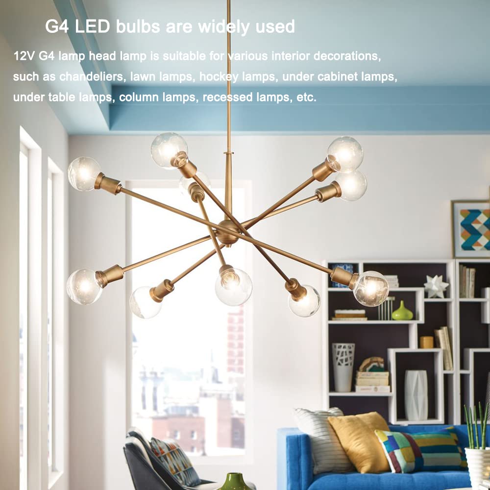 G4 LED Bulb 12V 6000K Daylight Replacement 20 Watts, AC/DC Bi Pin Light Bulbs Dimmable No Flicker for Under Cabinet Puck Light Landscape Lighting (Cool White) 10-Pack