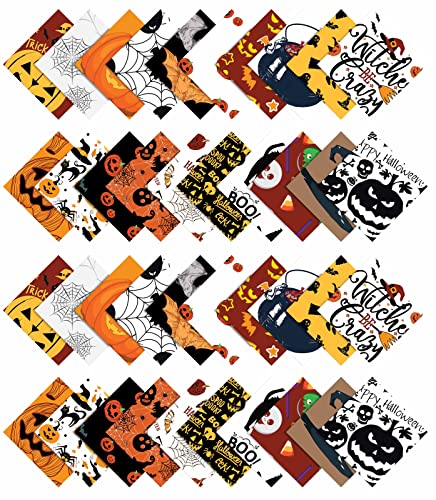 Soimoi Precut 10-inch Halloween Prints Cotton Fabric Bundle Quilting Squares Charm Pack DIY Patchwork Sewing Craft- Multicolor