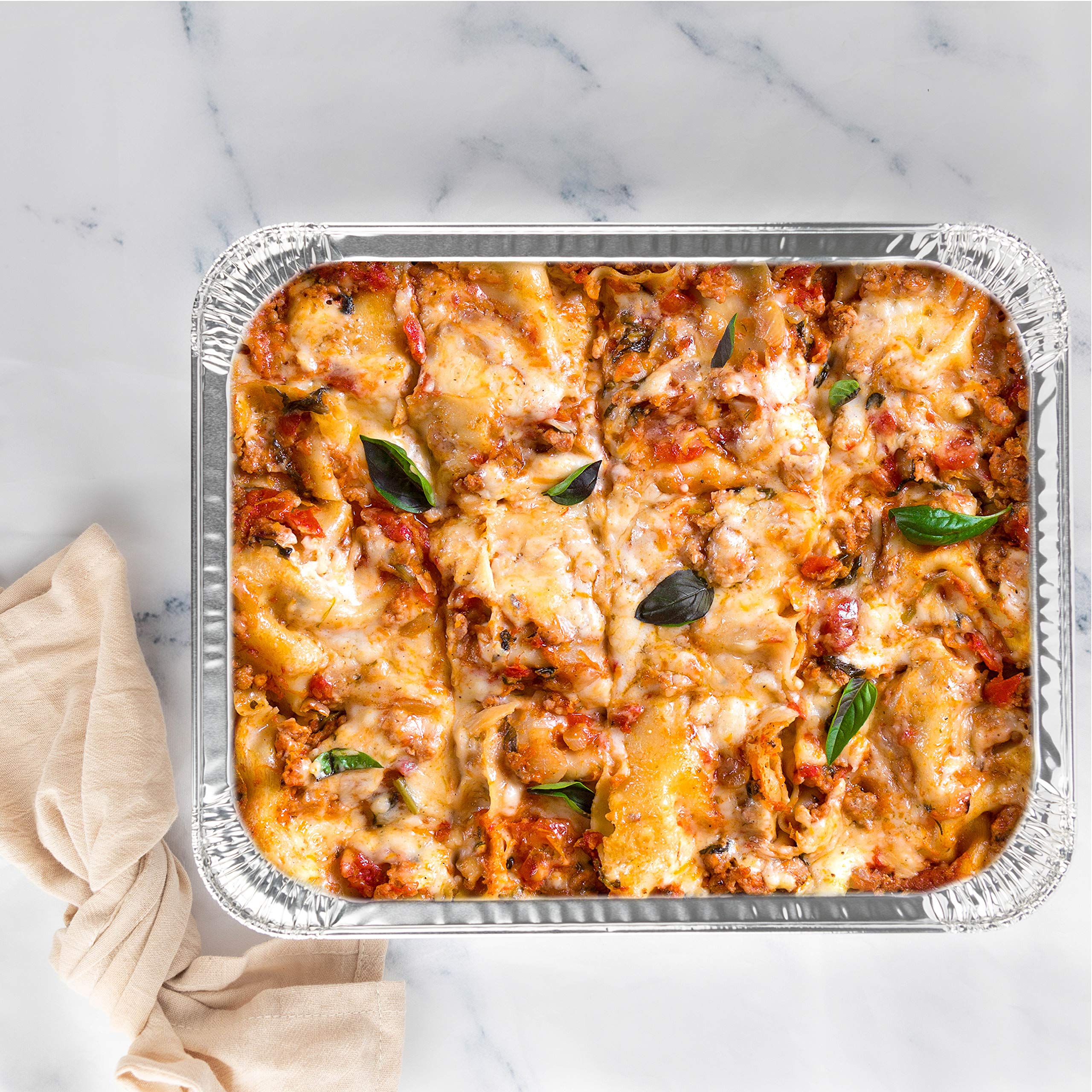 PLASTICPRO Disposable 9 x 13 Aluminum Foil Pans With Lids Half Size Deep Steam Table Bakeware - Cookware Perfect for Baking Cakes, Bread, Meatloaf, Lasagna Pack of 25 Pans & 25 Lids