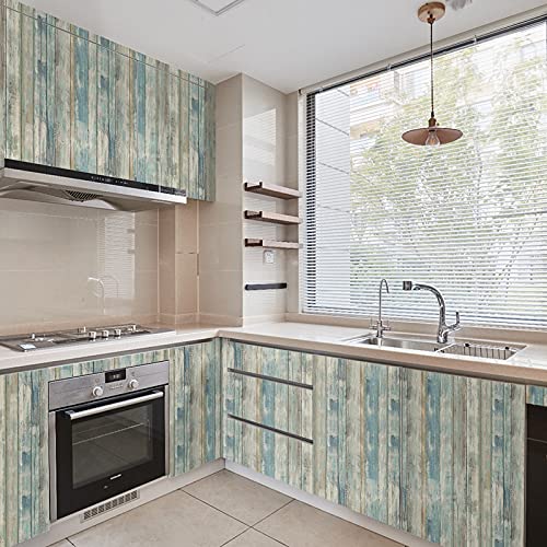 practicalWs Wood Wallpaper Rustic Self-Adhesive Removable Faux Wood Peel and Stick Wallpaper Distressed Wood Plank Grain Shiplap Wall Paper Vintage Wood Panel 11.8''x78.7'' Roll