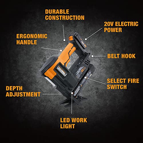 Freeman PE4118GF 20 Volt Cordless 4-in-1 18-Gauge 2" Flooring Nailer/Stapler Kit with Lithium-Ion Batteries, Charger, Case, and Fasteners (1000 Count)