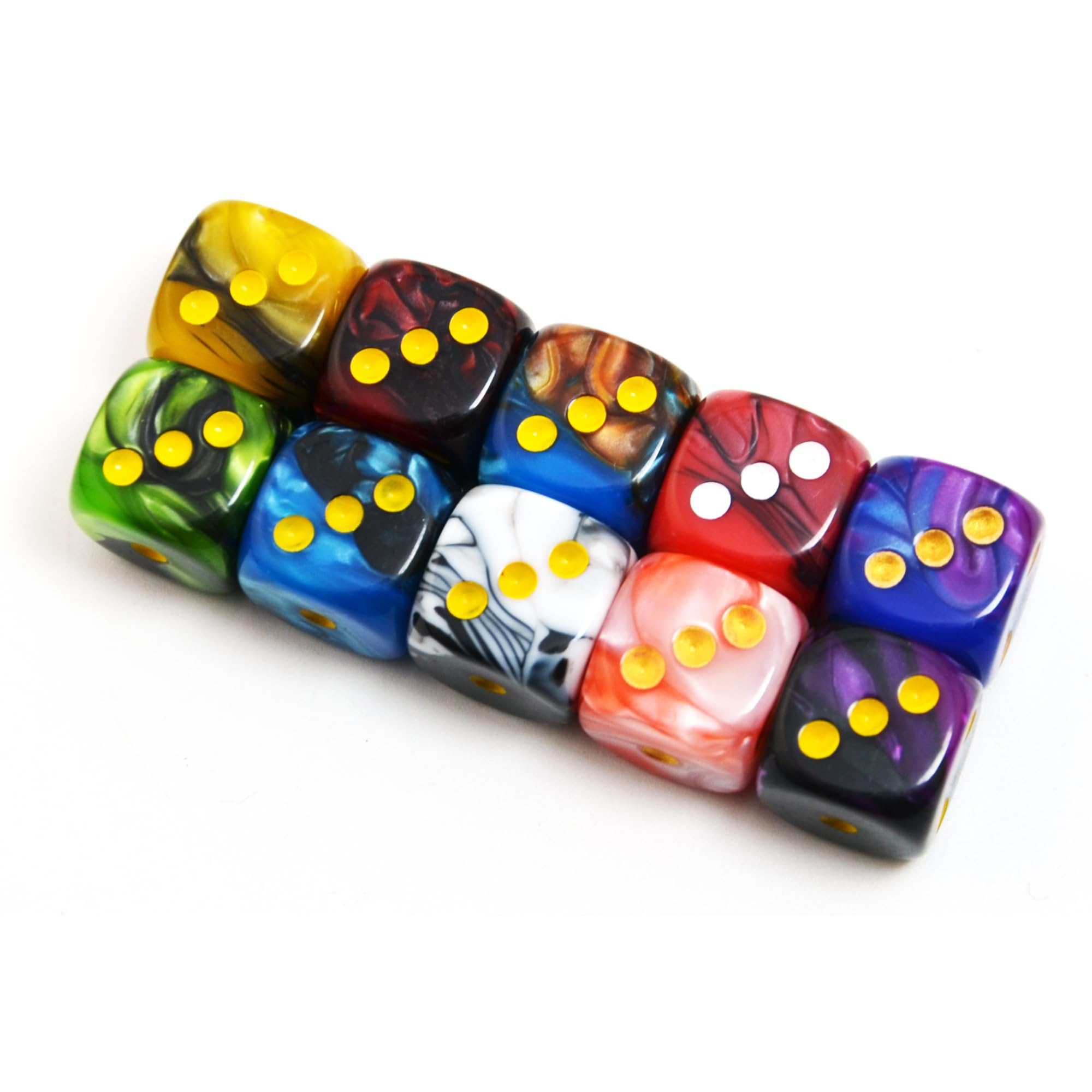 Smartdealspro 100-Pack Two Color Round Angle Six Sided Dice Die with Free Pouch for Tenzi, Farkle, Yahtzee, Bunco or Teaching Math (12mm)