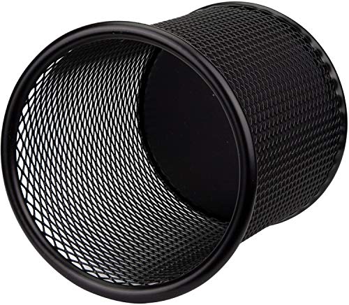 Nicunom 12 Pack Metal Pen Holder Mesh Pencil Holder Desk Organizer Mesh Round Pen Cup Pencil Cup for Desk Office Pen Organizer, Black