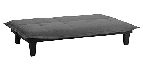 DHP Lodge Convertible Futon Couch Bed with Microfiber Upholstery and Wood Legs, Charcoal