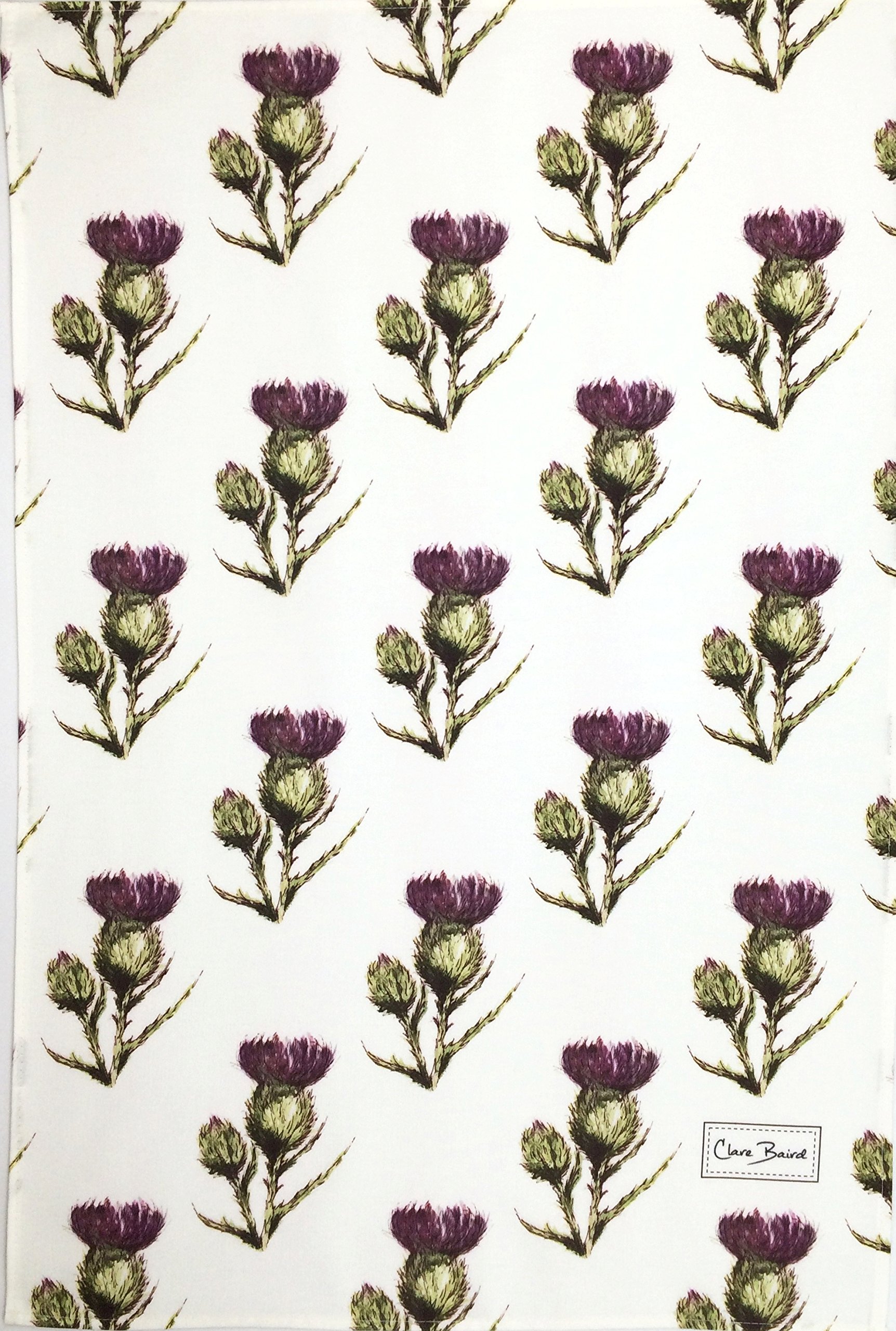 Flower of Scotland Pattern Tea Towel in a Scottish Thistle Design