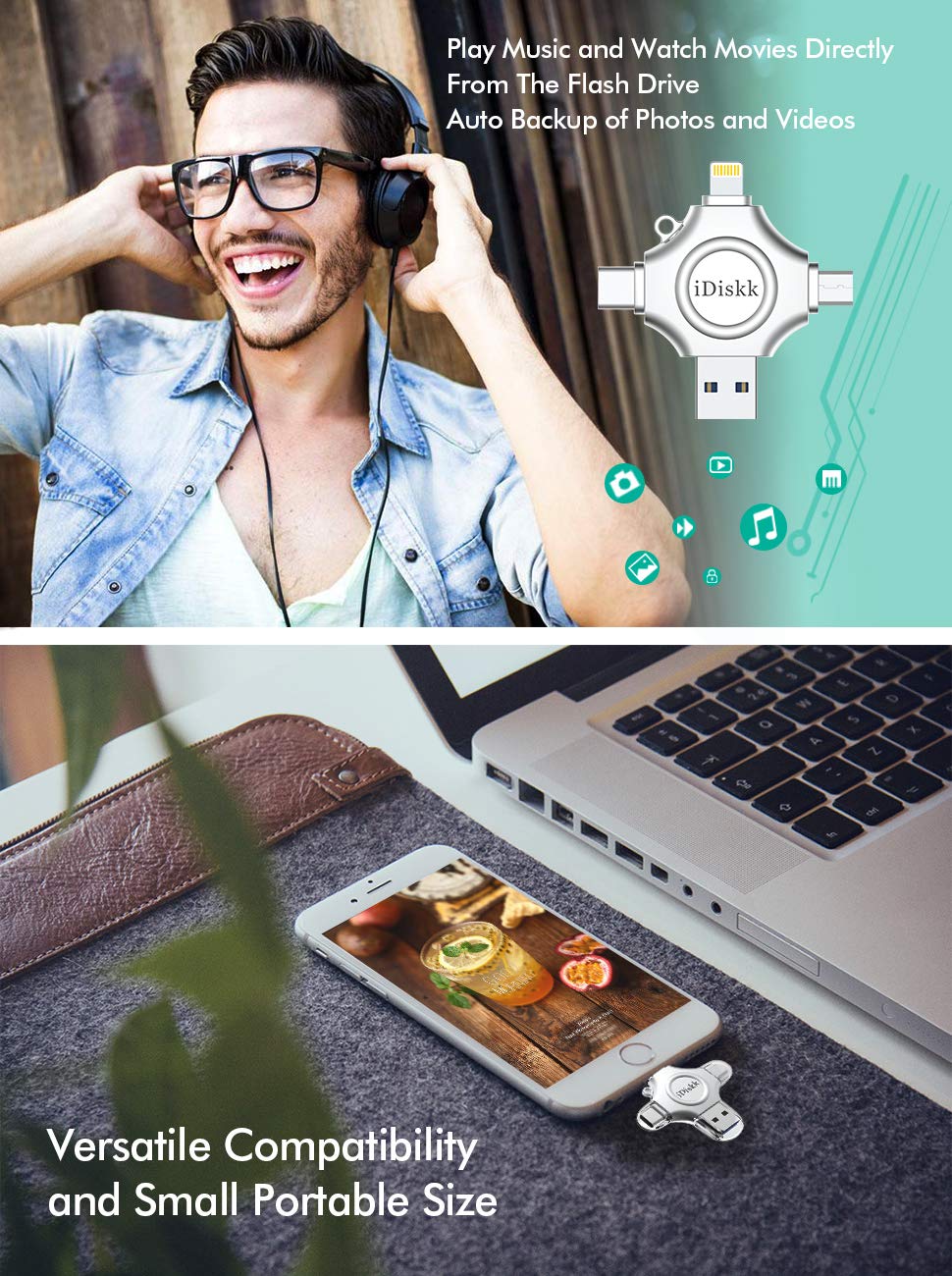 iDiskk MFI Certified 256GB Photo Stick for iPhone USB C iPad Pro Android Samsung Flash Drive for iPhone 15/14/13/12/12 pro/12 mini/11/11/Pro/6/7/8/XR/X/XS MAX,iPad pro USB Storage for PC,MacBook