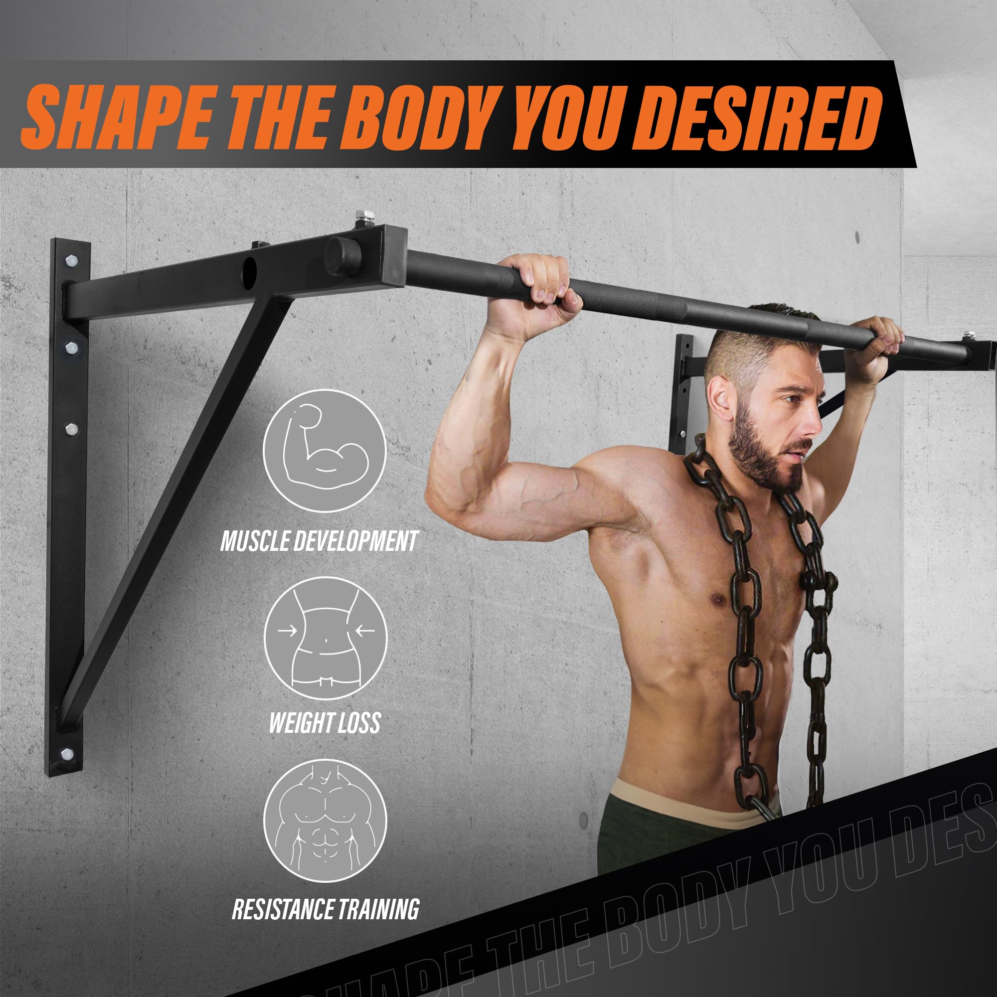 Yes4All Heavy Duty Wall Mounted Pull Up Bar β Multi-Grip Pull Ups / Pull Up Bar Ceiling Mount / Joist Mount for Home Gym