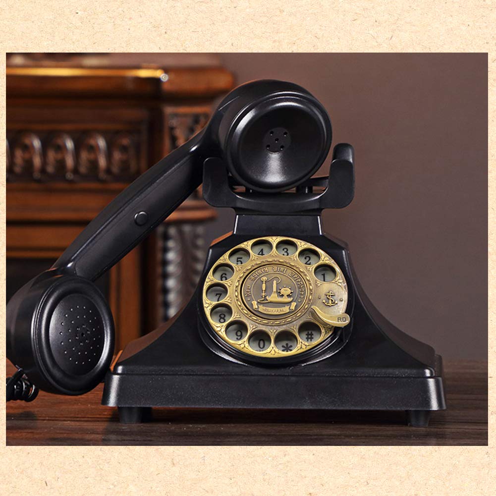 EC VISION Rotary Phones for Landline, Retro Landline Telephone Old Fashion Home Phones with Mechanical Ringer and Speaker Function(Black)