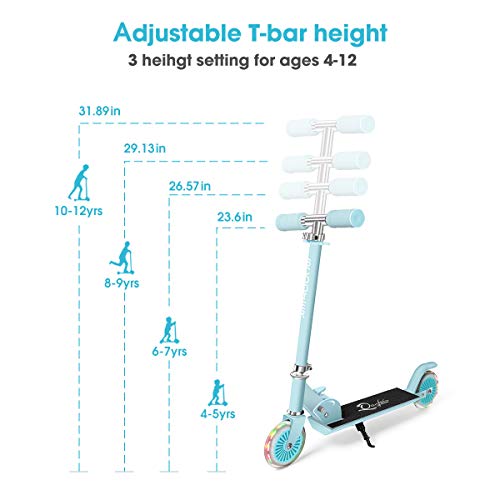 Scooters for Kids Ages 4-10,Folding Kick Scooter with 2 LED Light Up Wheels for Girls Boys Child Toddler,3 Adjustable Handle Height
