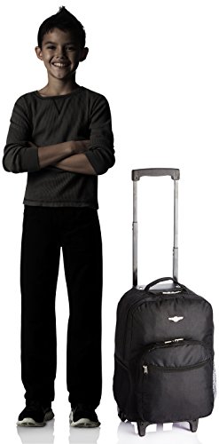 Rockland Double Handle Rolling Backpack, Black, 17-Inch