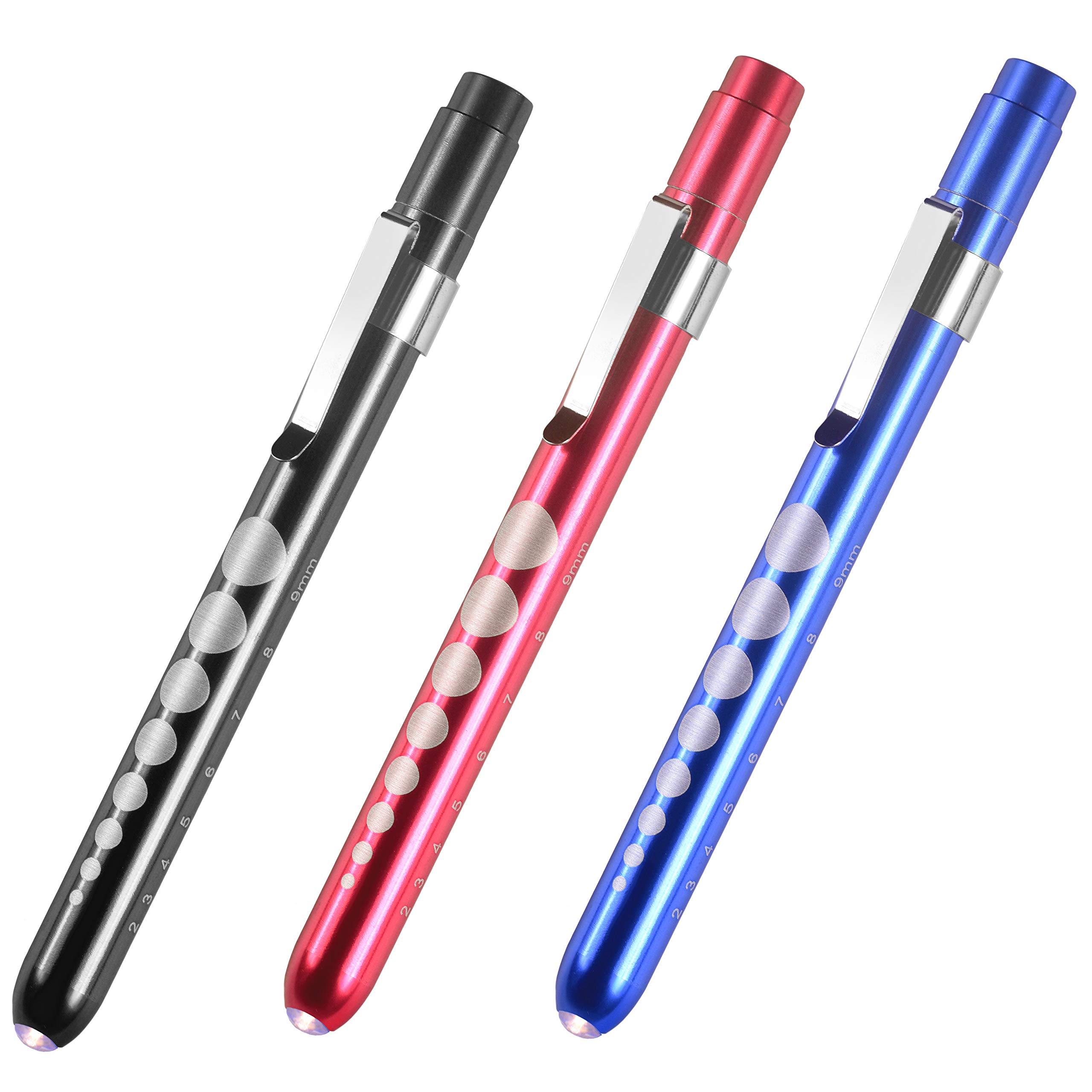 Primacare DL-9326 Aluminum Diagnostic Reusable Penlights | Pupil Gauge | 6-Inch LED Medical Pen Light | Professional Medical Supplies for EMT, Nurses, Doctors, Dentists & Hospitals | Multicolor 3 Pack