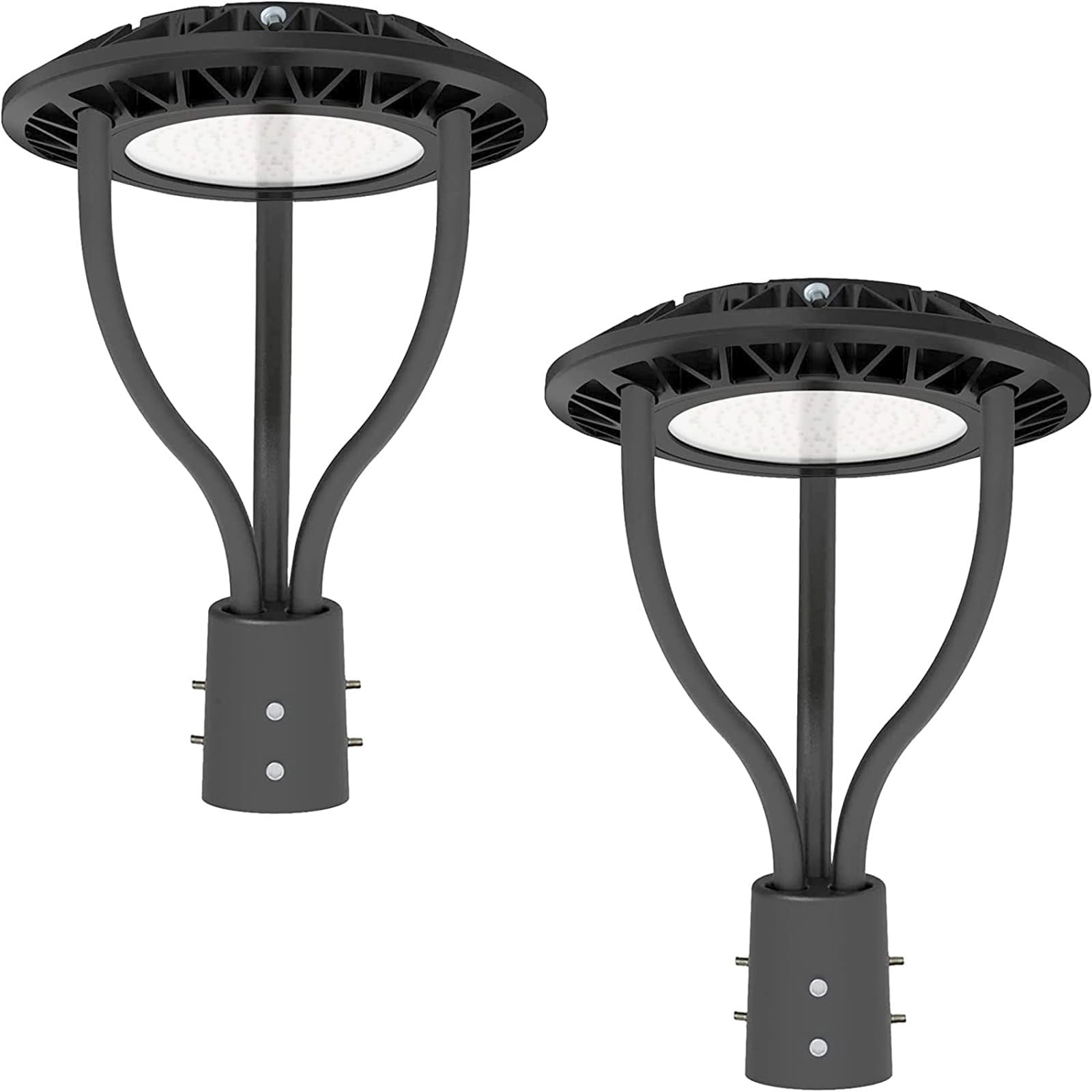 LED Post Top Light with Dusk to Dawn Photocell,80W/100W/120W/150W Power Tunable,3CCT 3000K-4000K-5000K,LED Circular Pole Light Outdoor Post Light,for Garden Street Lighting,IP65 DLC&ETL Listed-2Pack