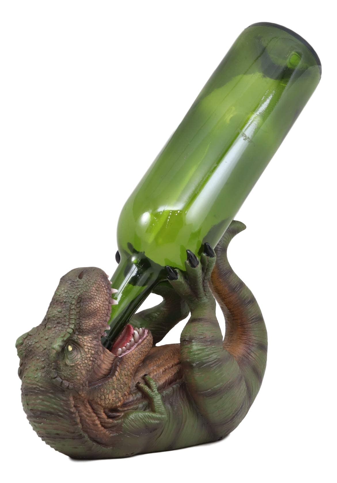 Ebros Dino Wino Prehistoric Dinosaur Thirsty T-Rex Wine Bottle Holder 9.25" Long Caddy Figurine Jurassic Era Trex Statue Kitchen and Dining Decor Party Hosting Prop Tyrannosaurus Rex Dinosaurs