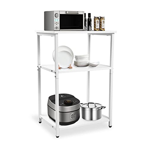NO MORE TAG 3 Tier End Tables, 3 Shelf Wooden Storage Shelf Small Bedside Table for Office, Premium Wood Coffee Table for Living Room, Kitchen, Home Office, Balcony (White， 1pcs)