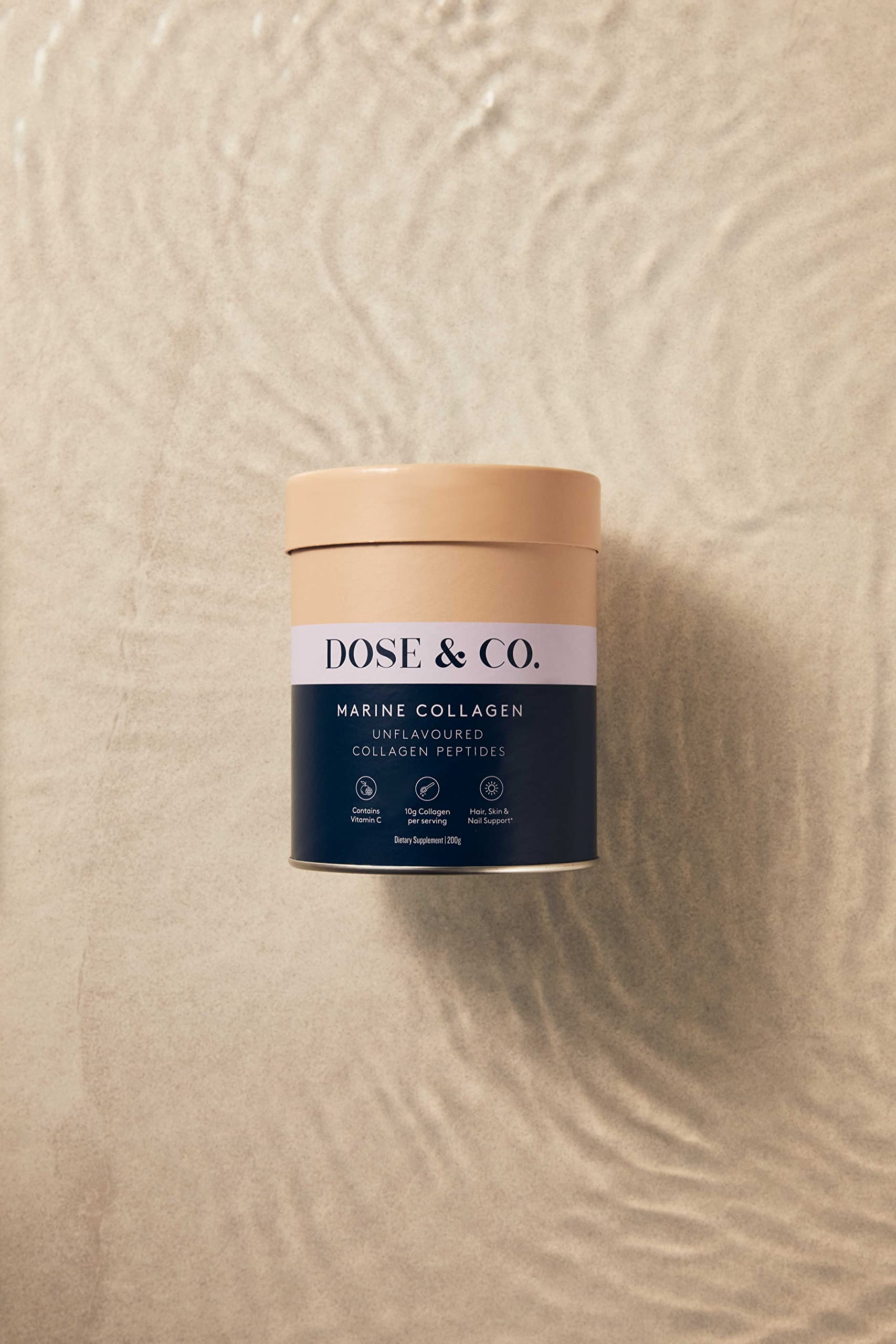 DOSE & CO. Marine Collagen Peptides with Vitamin C for Hair, Skin & Nails, Unflavored - 8oz Powder Supplement
