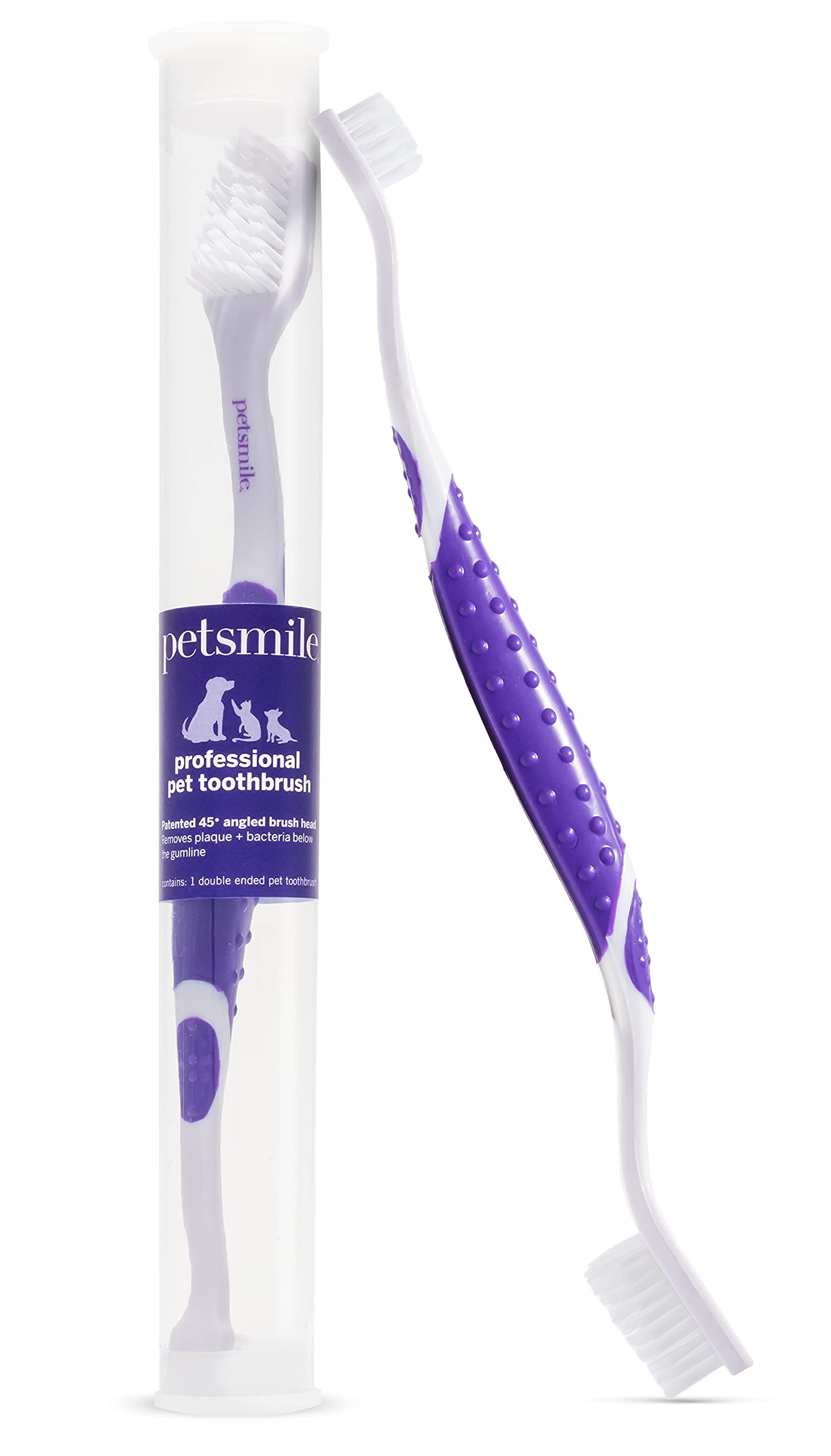 petsmile Professional Pet Toothbrush - Patented 45° Cat & Dog Toothbrush for Small & Large Animals - Pet Accessories for Dental Care - VOHC Approved Dog Teeth Cleaning - Dog Toothpaste Not Included