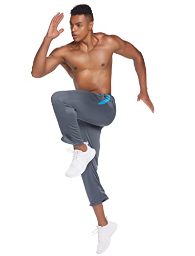 Deyeek Men's Open Bottom Sweatpants Loose Fit Yoga Pants with Pockets Lounge Straight Leg Joggers Sweatpants Grey2 M