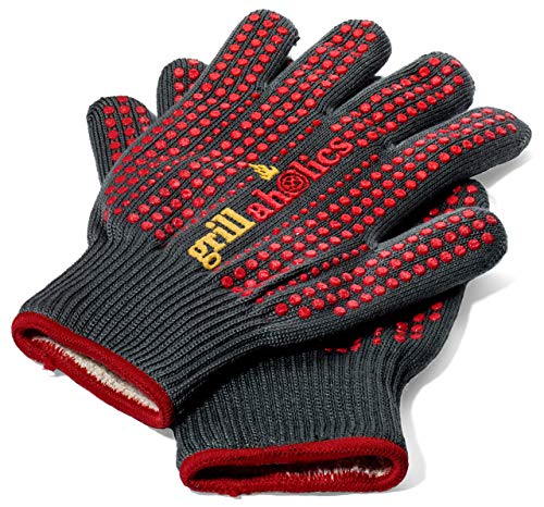 Grillaholics Stainless Steel Smoker Box & Heat Resistant Grill Gloves Bundle