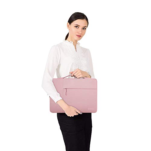 MOSISO Laptop Sleeve with Corner Protection Compatible with MacBook Air/Pro, 13-13.3 inch Notebook, Compatible with MacBook Pro 14 2023-2021 A2779 M2 A2442 M1, Polyester Briefcase Bag, Pink